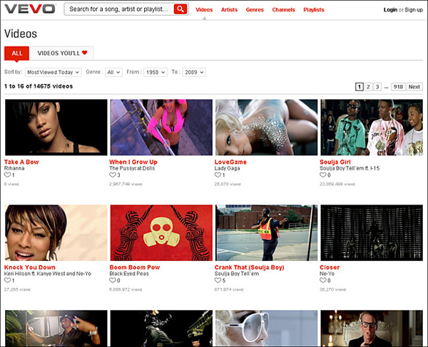 Vevo, YouTube y las discográficas abren un portal de videoclips