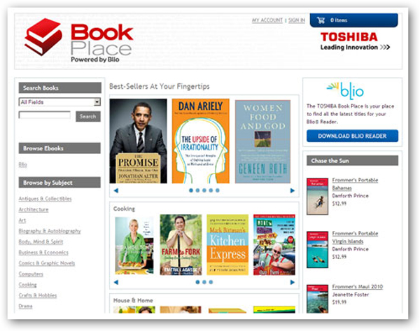 Toshiba Book Place, nueva tienda de libros electrónicos