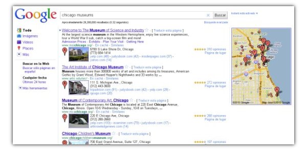 Google Places, nuevo sistema en Google de búsqueda de establecimientos