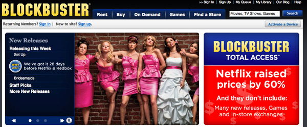 Blockbuster competirá con Netflix en contenidos online