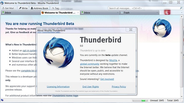 Thunderbird 9.0 beta, descarga este cliente de correo gratis