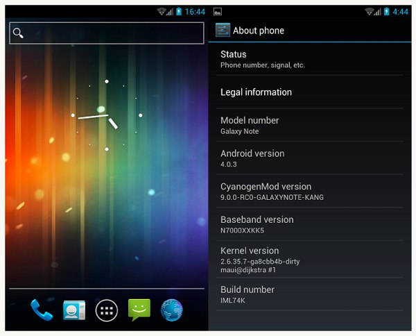 Una primera ROM de Android 4.0 para el Samsung Galaxy Note