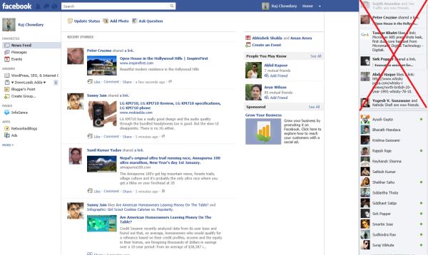 Facebook, algunos usuarios ya pueden ocultar el ticker