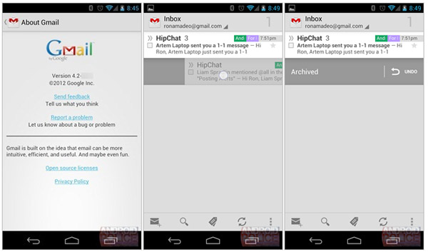 Filtrada la nueva aplicación de Gmail para Android 4.2