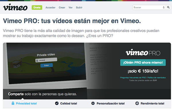 Vimeo mejora las condiciones de sus cuentas "pro"