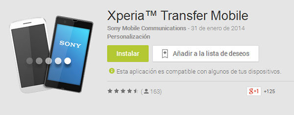 Sony Xperia Transfer permite pasar datos desde el iPhone