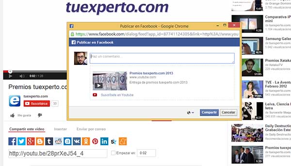 Cómo compartir un ví­deo de YouTube