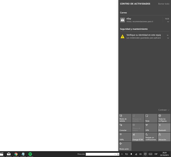Cómo funciona la barra de notificaciones en Windows 10