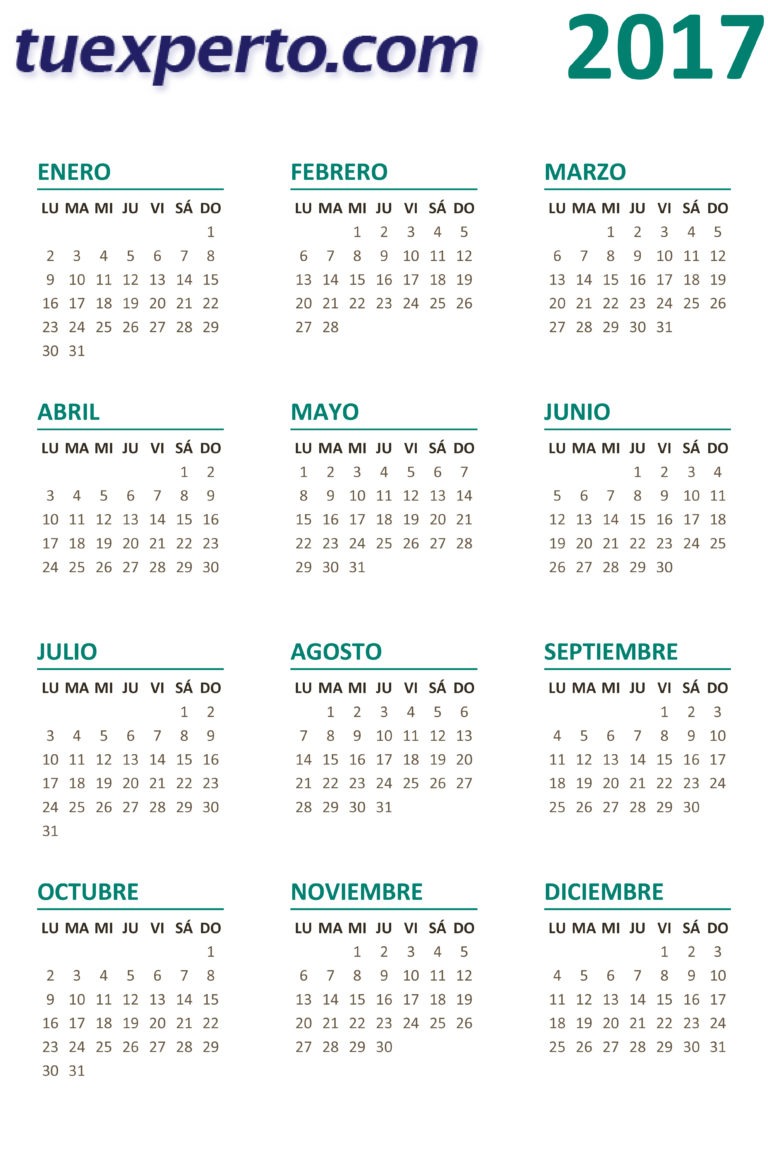 10 plantillas de calendario 2017 para imprimir