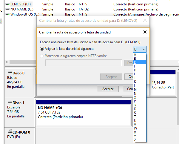Cómo cambiar la letra a una unidad en Windows 10