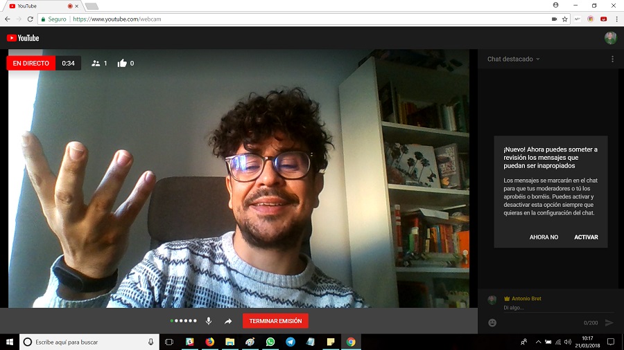 Probamos el streaming en directo de YouTube desde la webcam