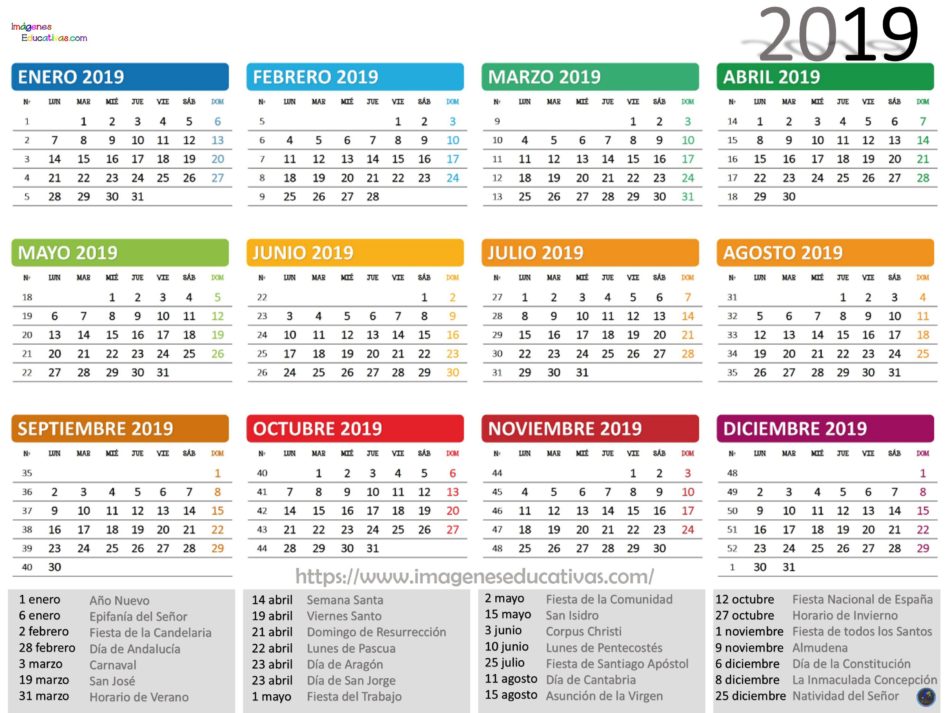 Calendario 2019, más de 150 plantillas para imprimir y descargar gratis