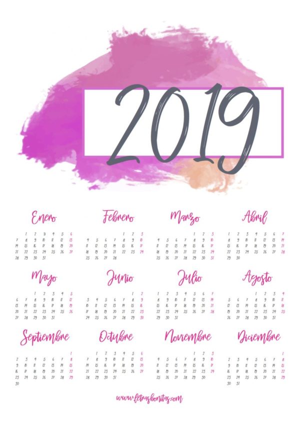 Calendario 2019, más de 150 plantillas para imprimir y descargar gratis
