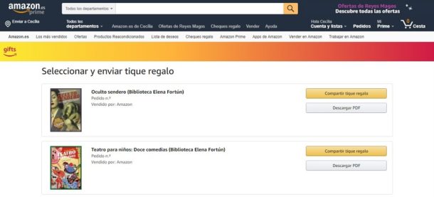 Cómo compartir un tique regalo con Amazon