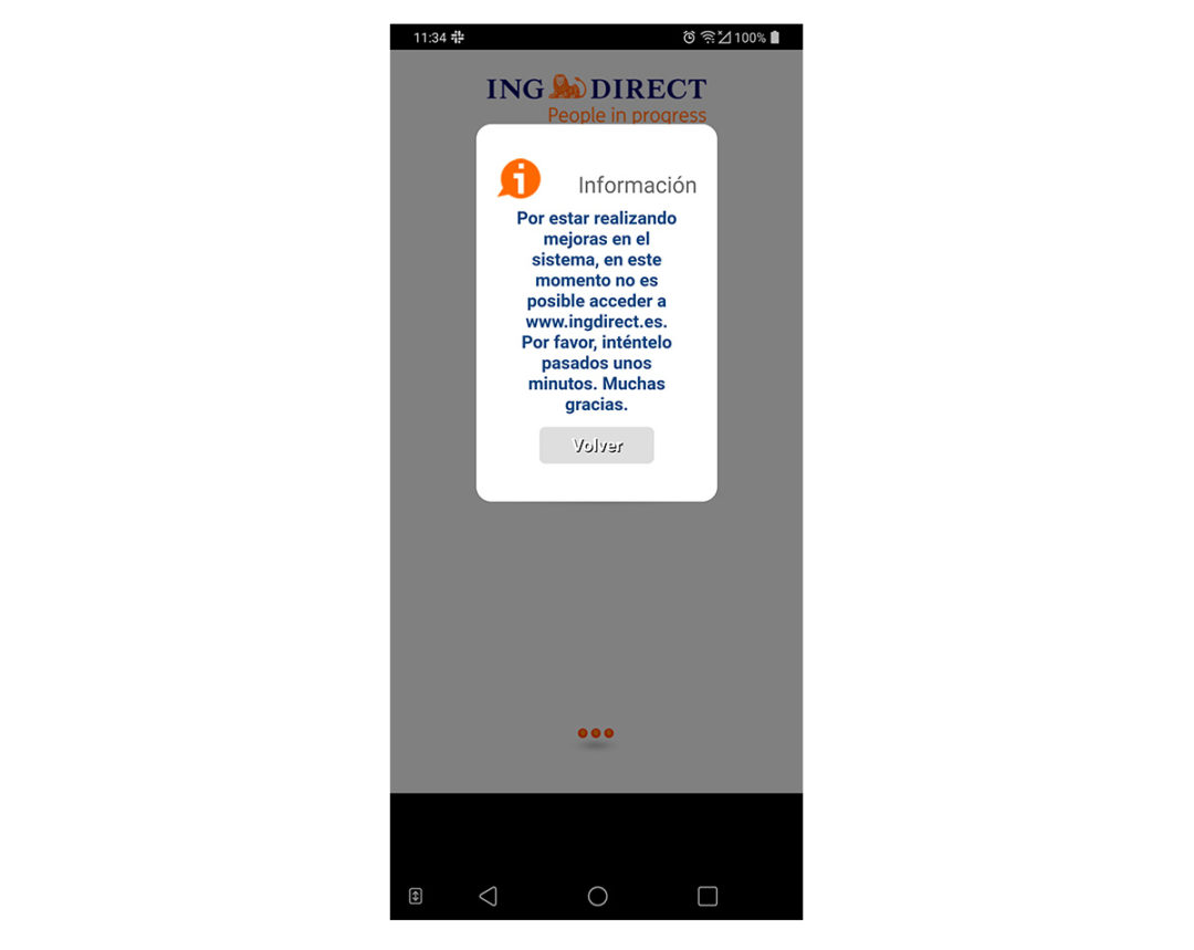 ING Direct está caído, no se puede acceder ni por la web ni por la app