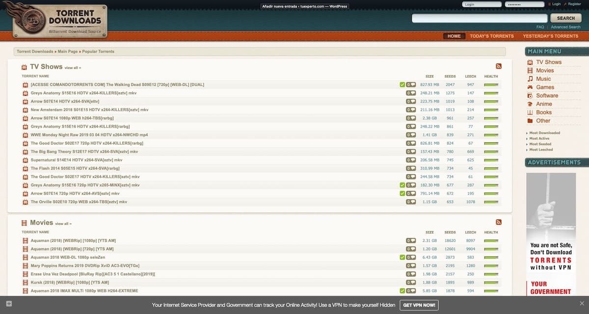 15 alternativas a Torrent Downloads para descargar Torrent en 2019