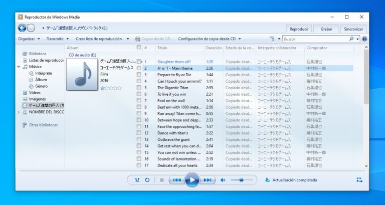 Cómo pasar tus CD a MP3 con el Reproductor Windows Media de Windows 10