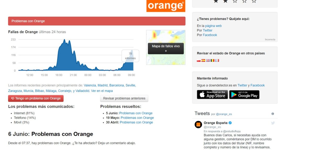 Problemas con Orange, el servicio no funciona correctamente