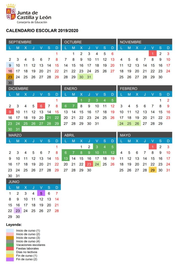 Calendario escolar 2019 2020, más de 100 calendarios, plantillas y ...