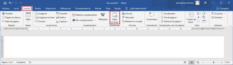 Cómo insertar vídeos en Word