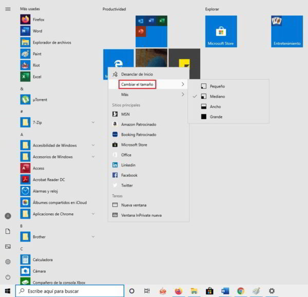 Cómo personalizar el botón Inicio de Windows 10