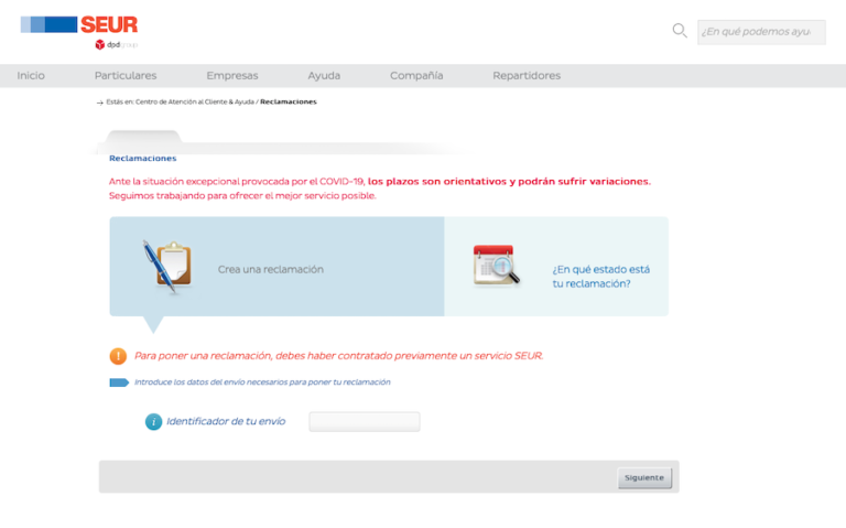 Cómo poner una reclamación a SEUR online por problemas en el envío