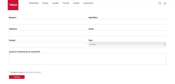 Atención al cliente de Teka: teléfono, contacto y correo de soporte