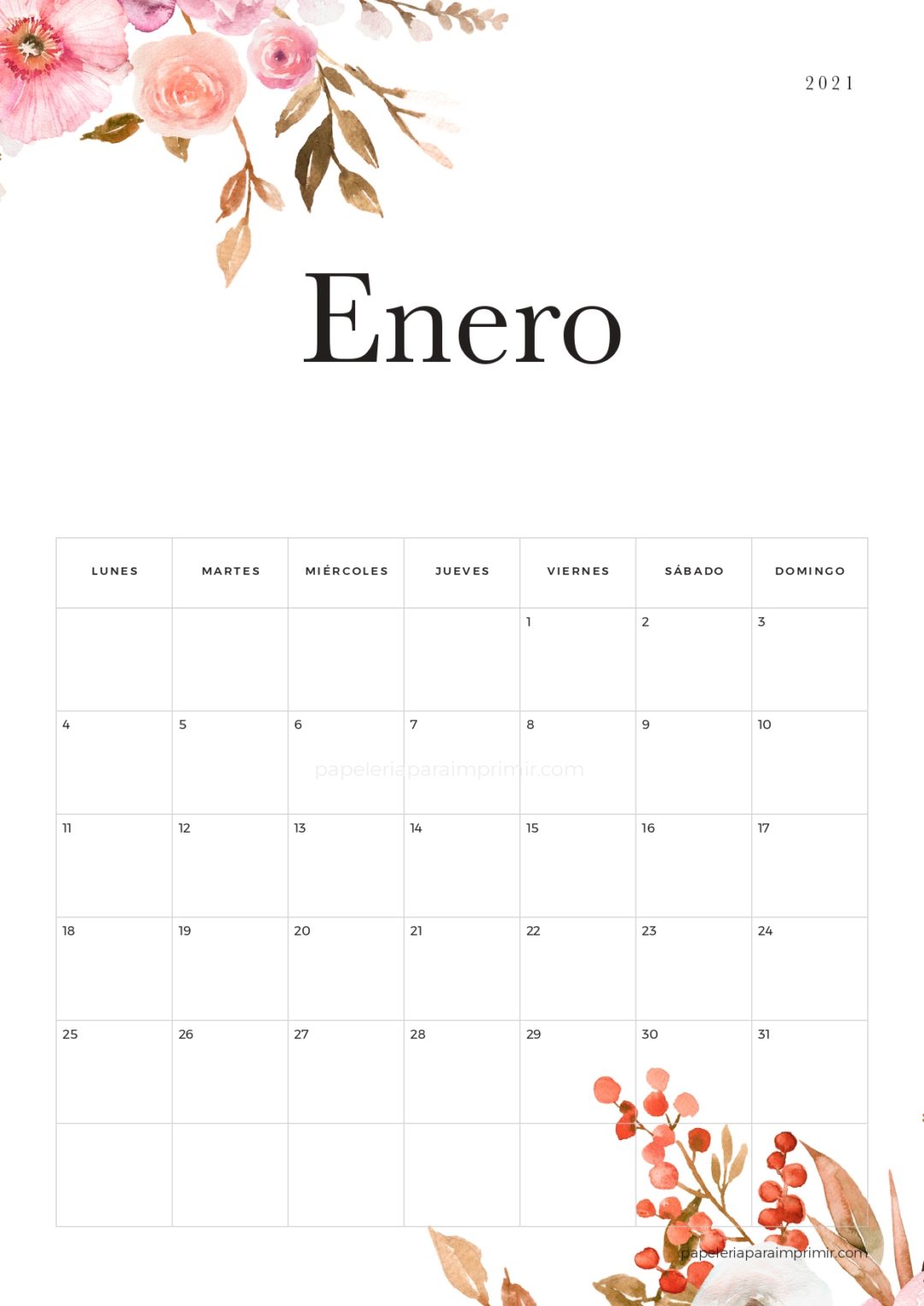 Calendario 2021, +100 plantillas para descargar, editar e imprimir