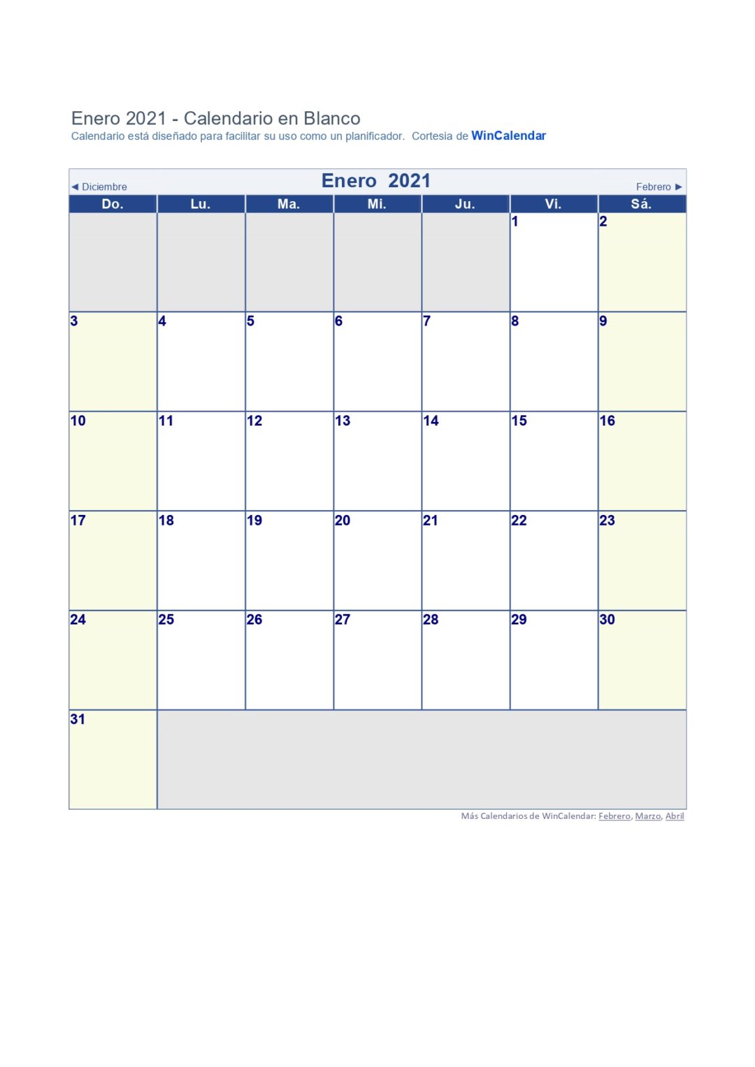 Calendario 2021, +100 plantillas para descargar, editar e imprimir