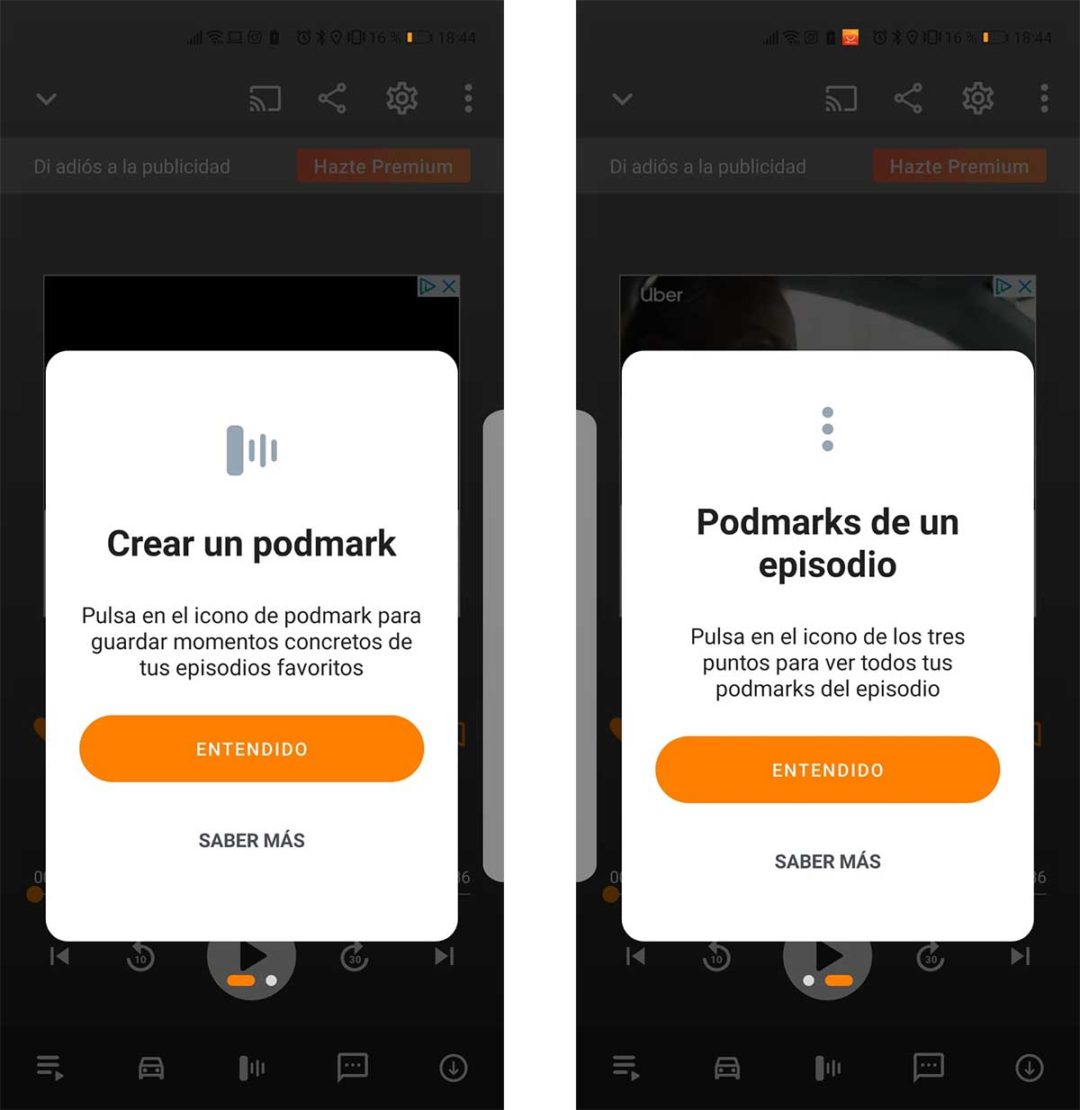 Cómo guardar y compartir tus momentos favoritos de los podcasts