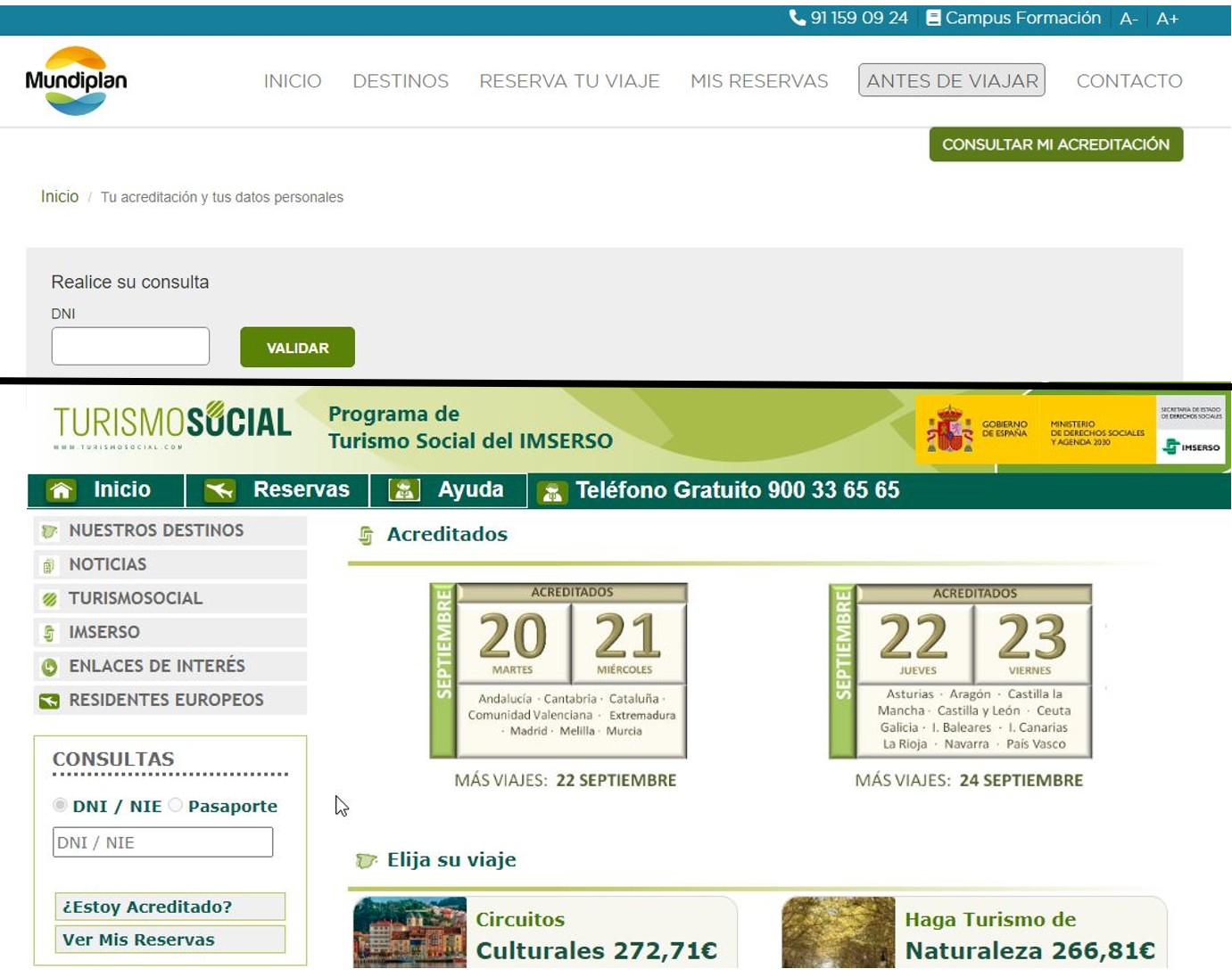 Cómo ver y reservar un viaje del Imserso por Internet