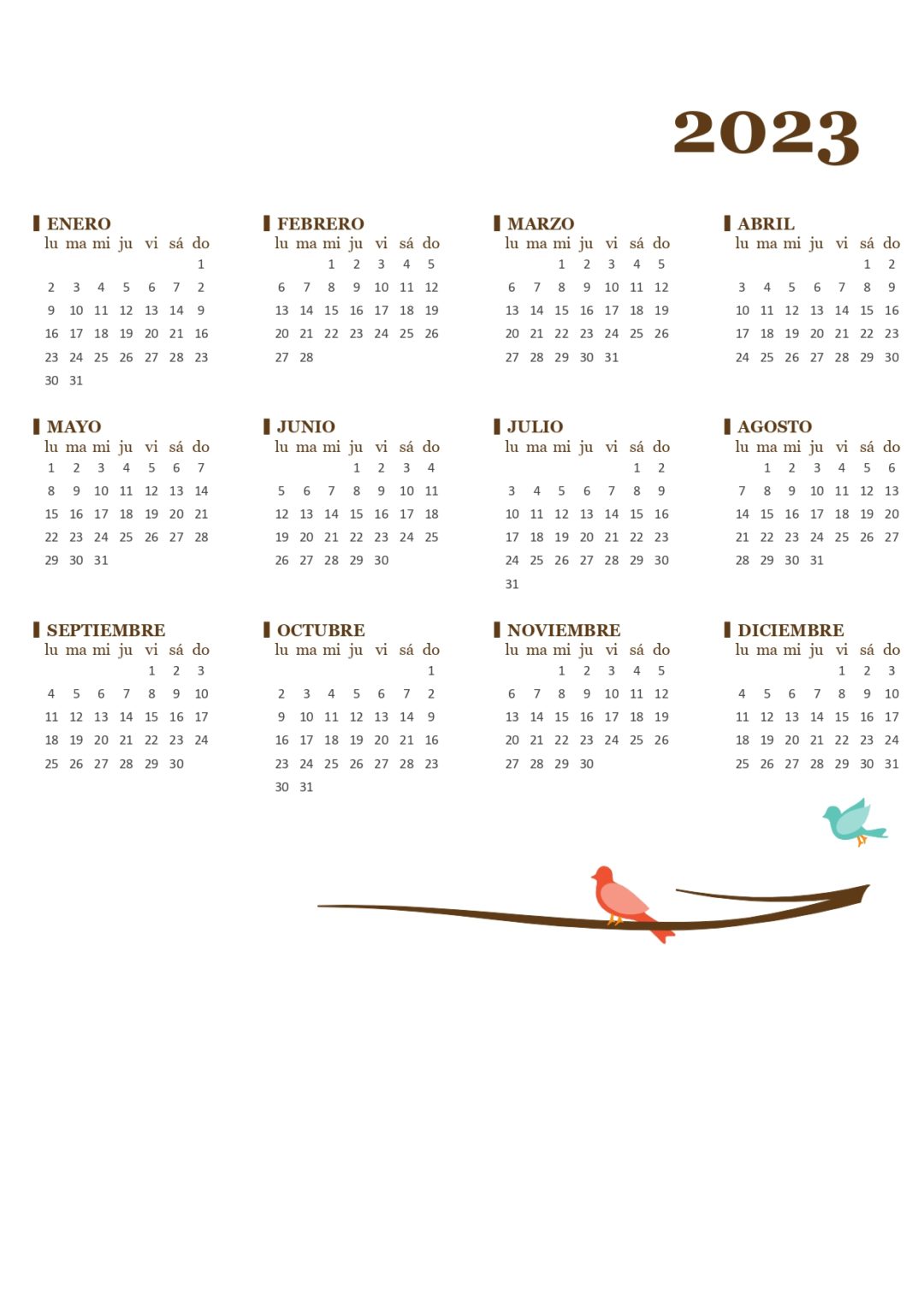 Calendario 2023: Más de 100 imágenes y plantillas en PDF de calendarios ...