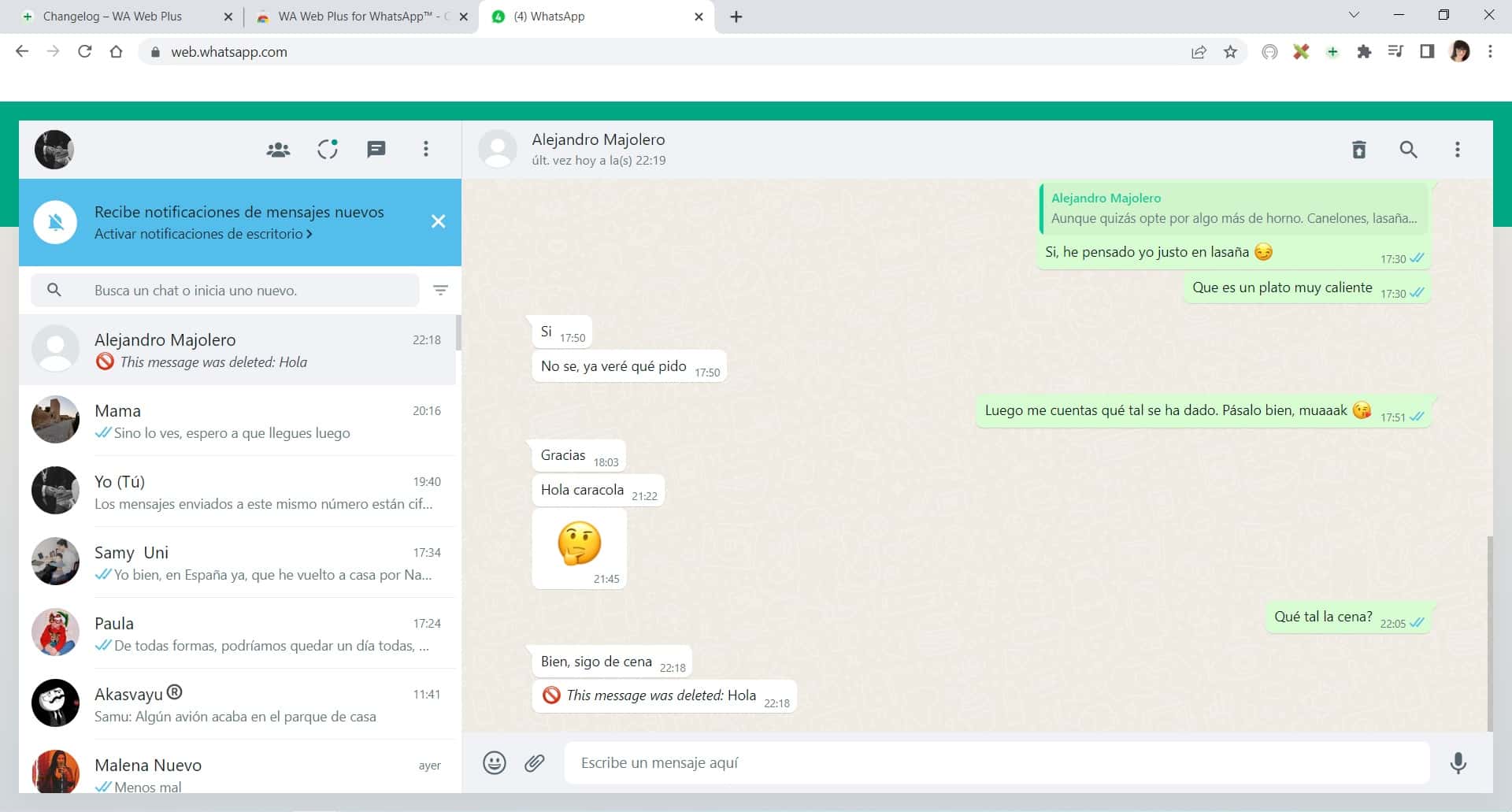 Cómo recuperar los mensajes borrados en WhatsApp desde WhatsApp Web