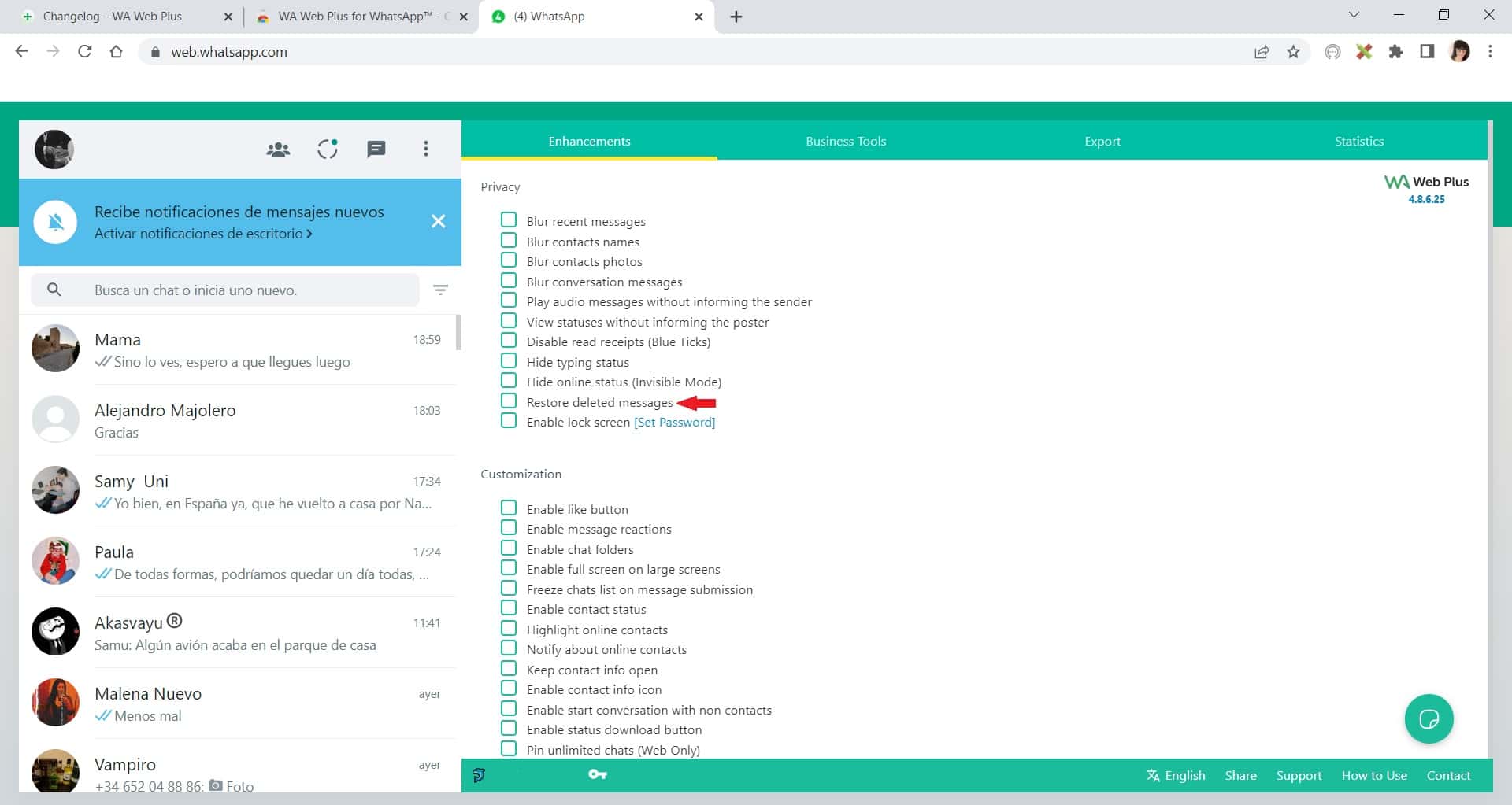 Cómo recuperar los mensajes borrados en WhatsApp desde WhatsApp Web
