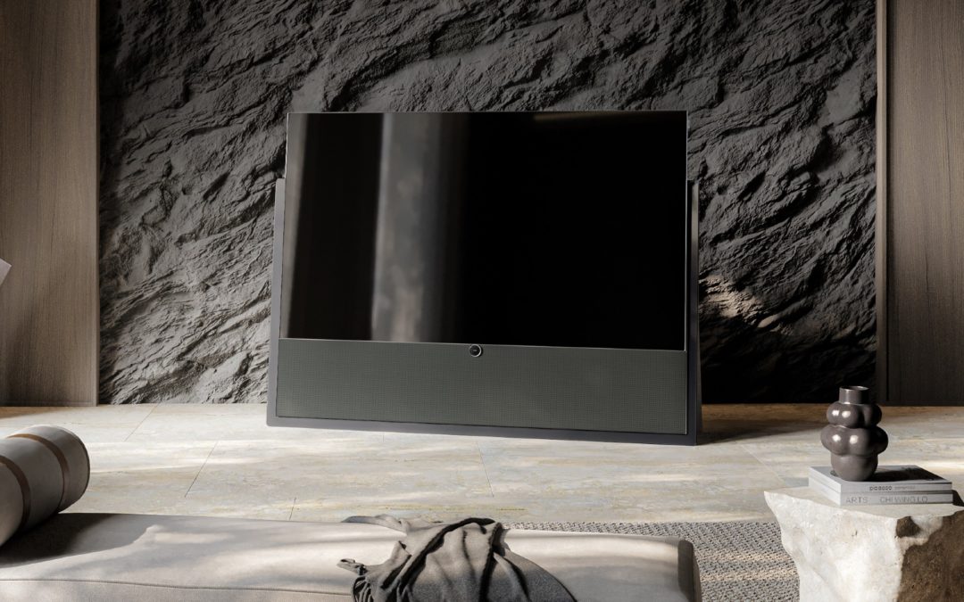 Loewe iconic, un televisor OLED de lujo fabricado con piedra artificial
