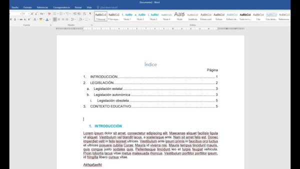 Cómo insertar o hacer un índice en Word paso a paso