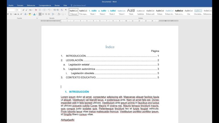 Cómo insertar o hacer un índice en Word paso a paso