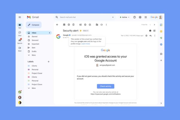 Qué significa si me llega un mensaje de Gmail con un check azul
