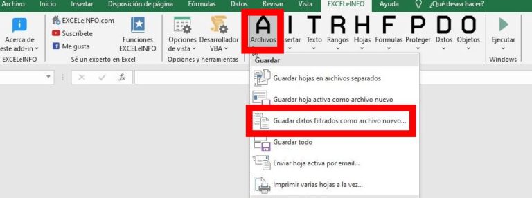Cómo guardar un Excel en varios archivos con este filtro