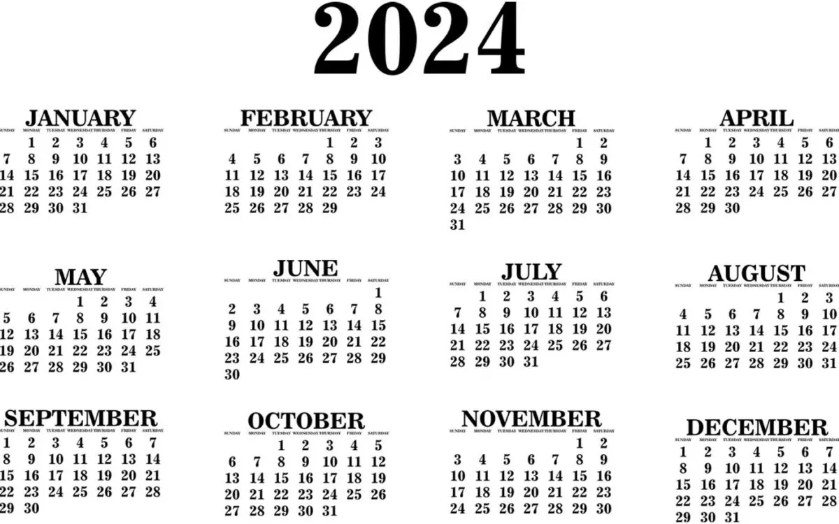 Calendario Anual Para Imprimir 2024 Com Feriados
