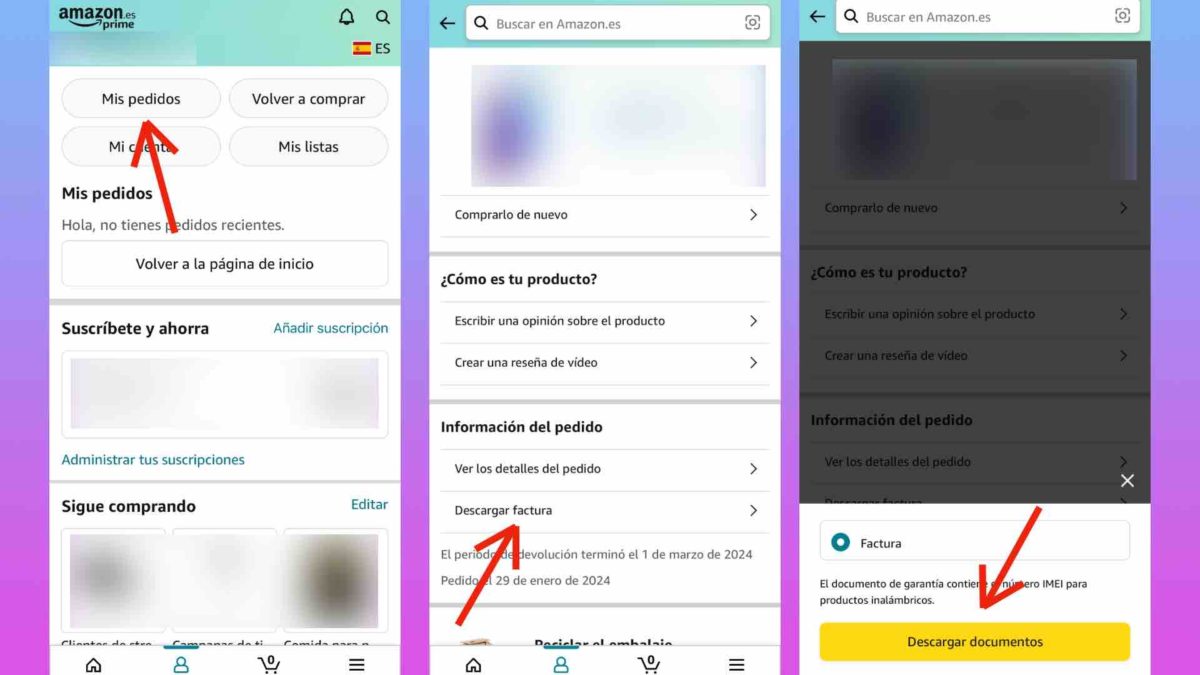 Dónde ver y cómo imprimir los recibos que tienes en Amazon