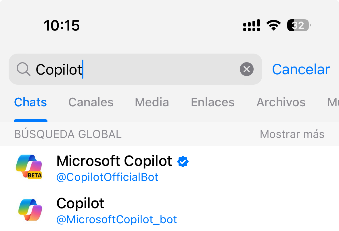 Cómo utilizar el bot de Copilot en Telegram