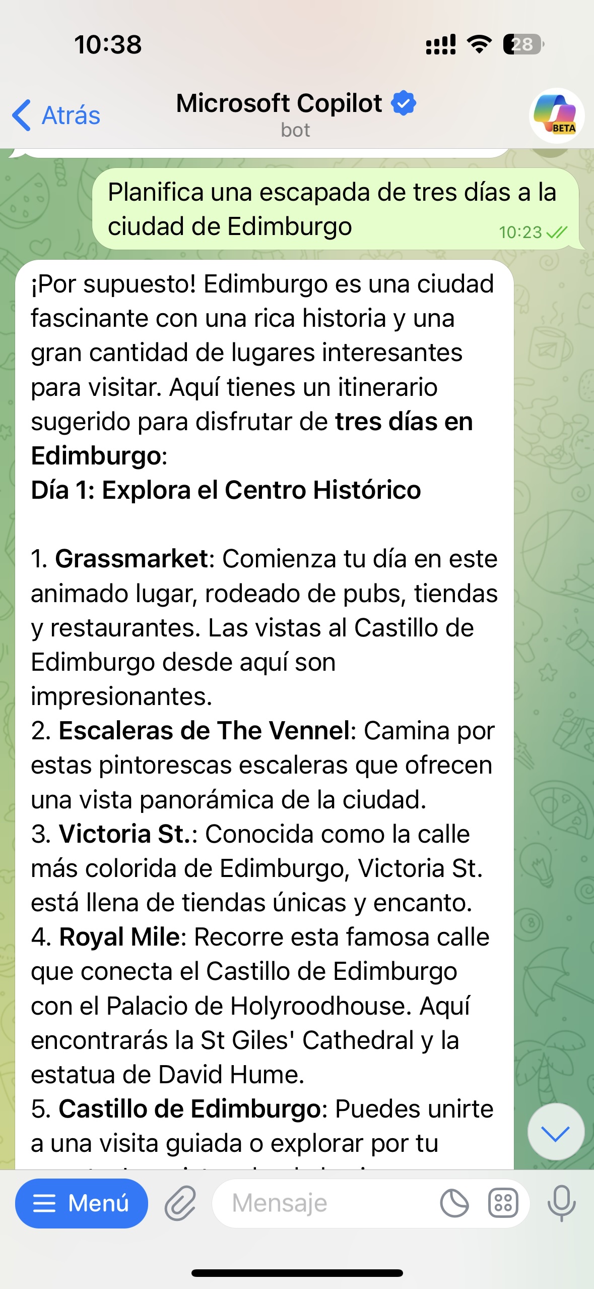 Cómo utilizar el bot de Copilot en Telegram