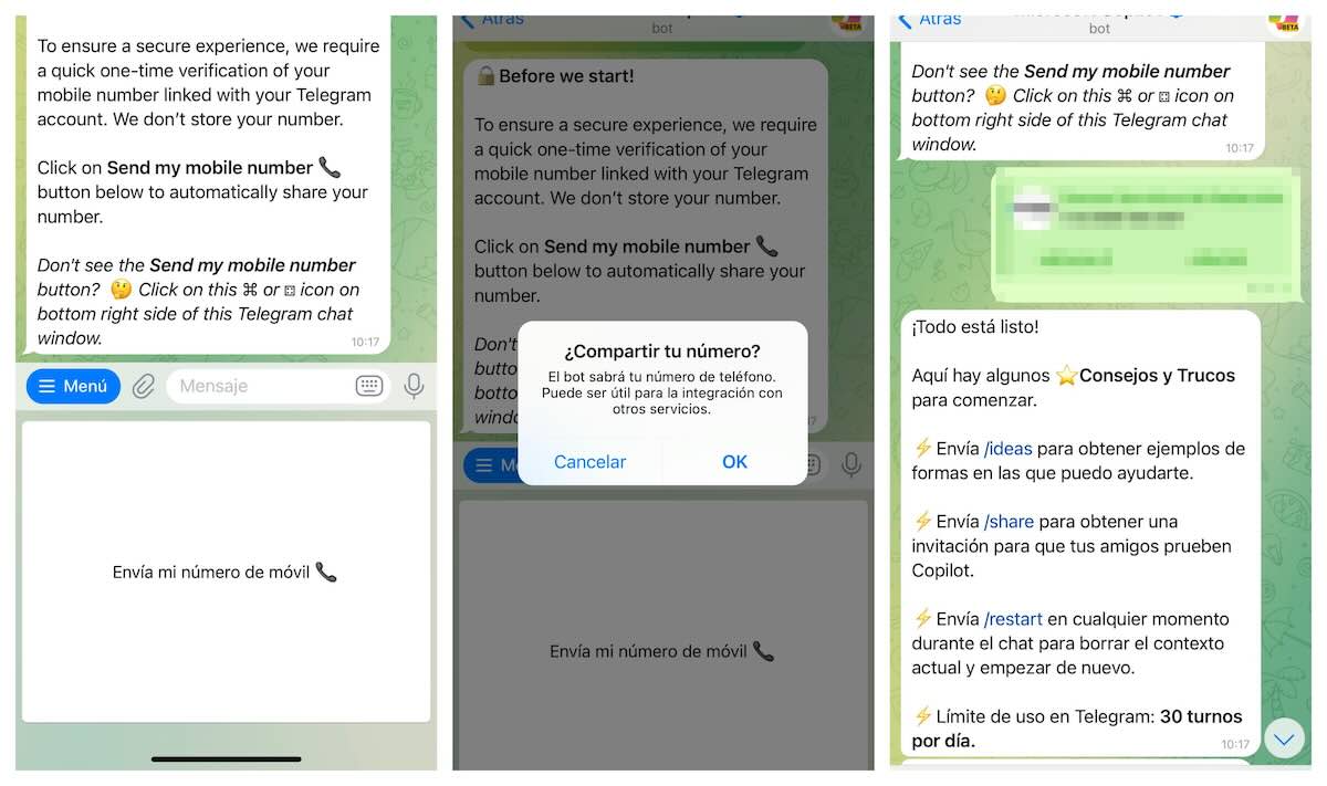Cómo utilizar el bot de Copilot en Telegram