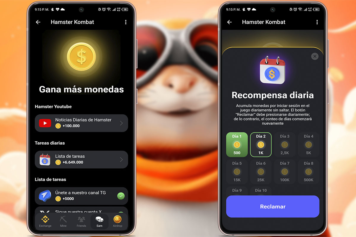 Cómo recibir tokens gratis en Hamster Kombat
