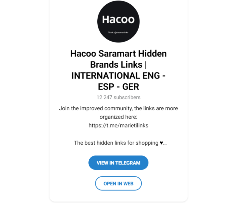 Los mejores canales de Telegram para encontrar links de Hacoo Saramart