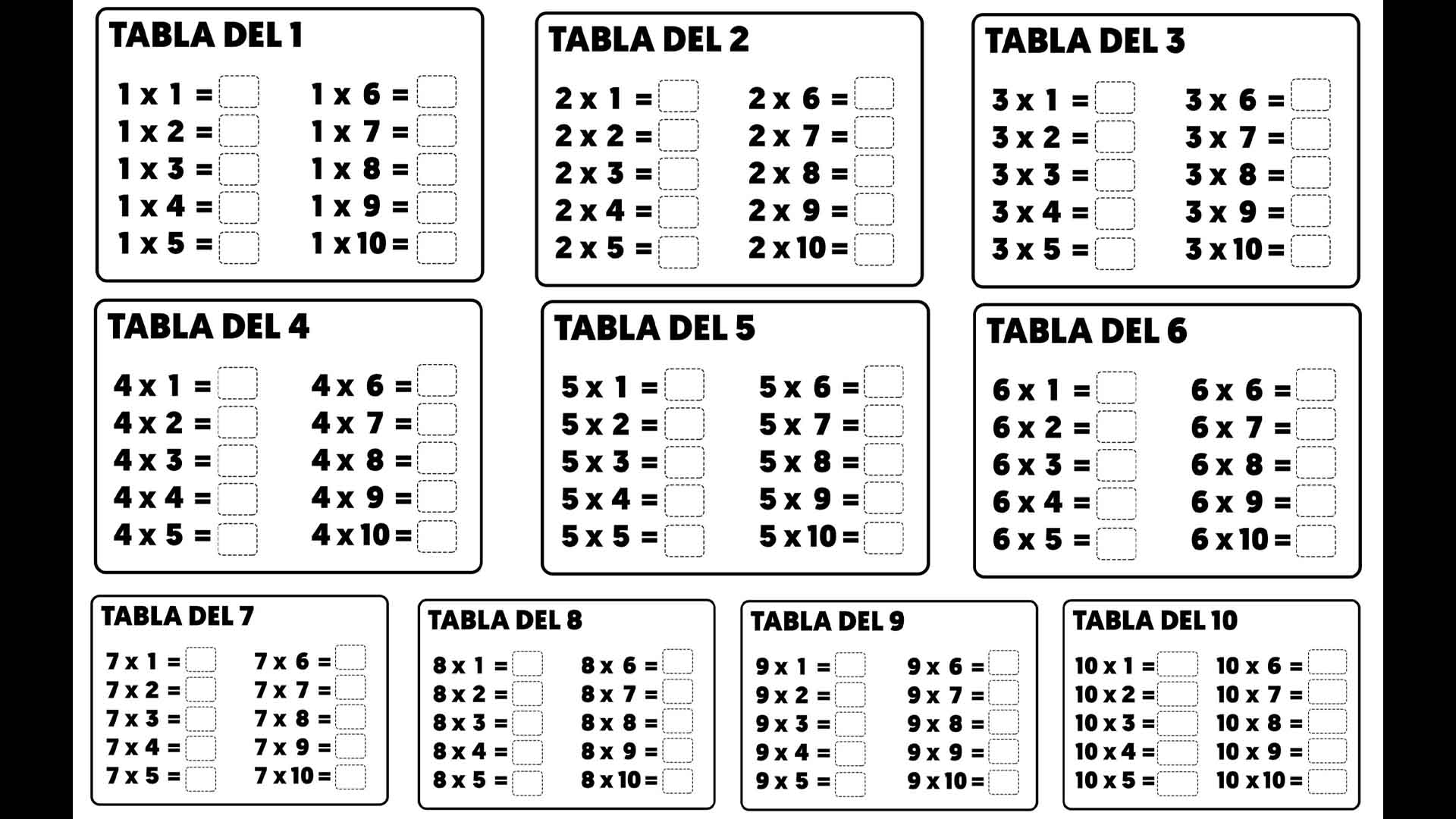 Más de 100 plantillas de tablas de multiplicar para imprimir y ...