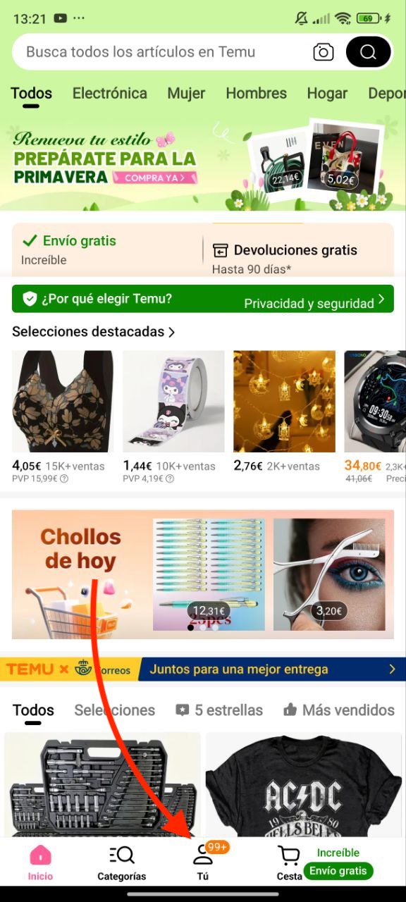Cómo saber cuándo llega mi pedido de Temu en la app y en la web