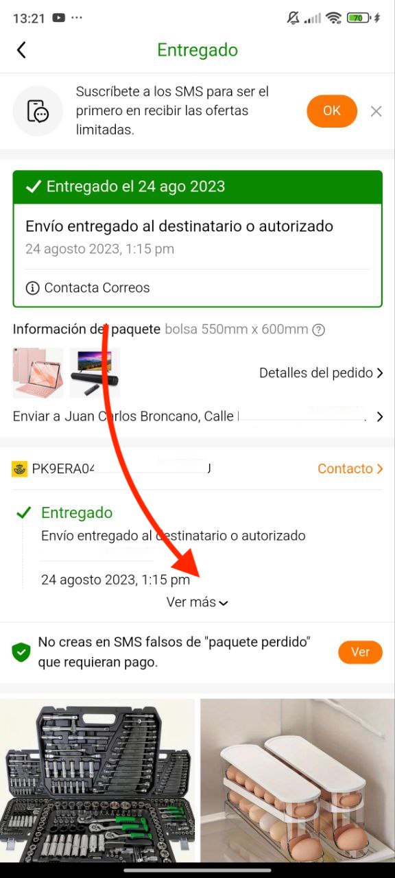 Cómo saber cuándo llega mi pedido de Temu en la app y en la web