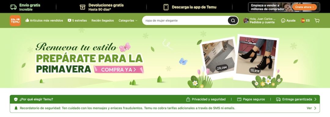 Cómo saber cuándo llega mi pedido de Temu en la app y en la web